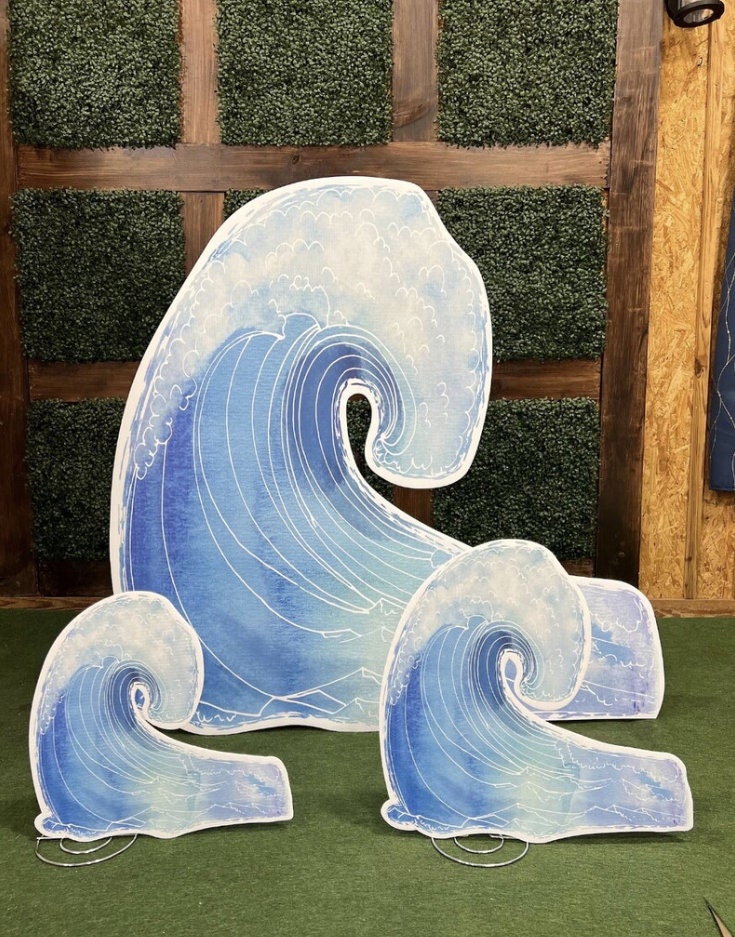 OCEAN Blue WAVE Party Props Coroplast Decorations Backdrops Coroplast ...