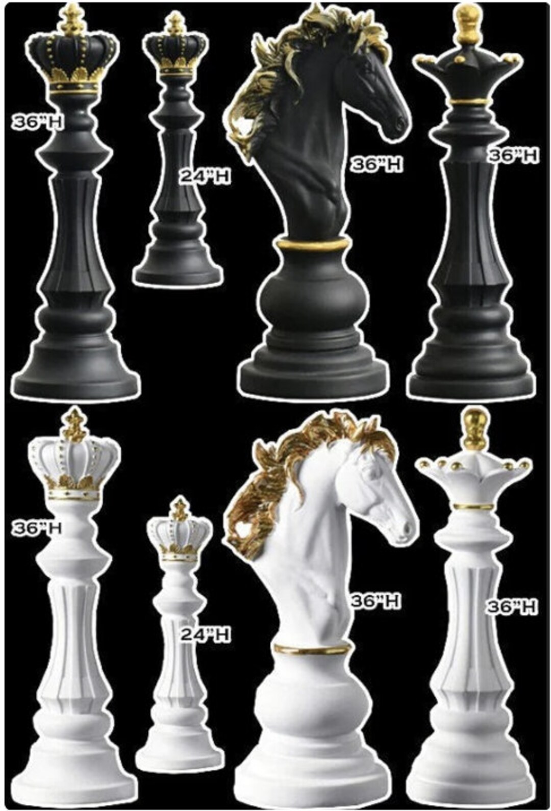 Chess Pieces Game Board King Queen Coroplast Cutouts Party Props ...