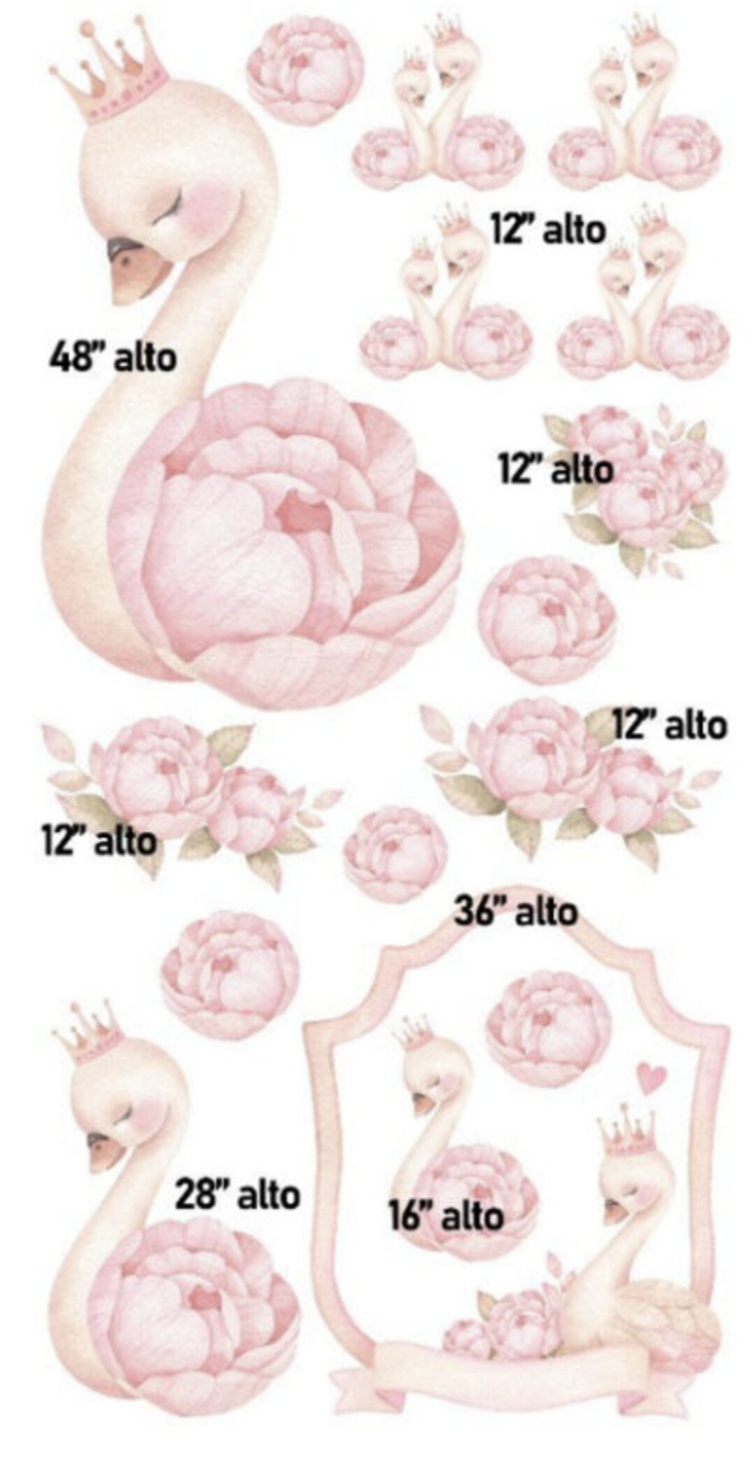 Pink Watercolor Swans Coroplast Props Decorations Backdrops Cutouts ...