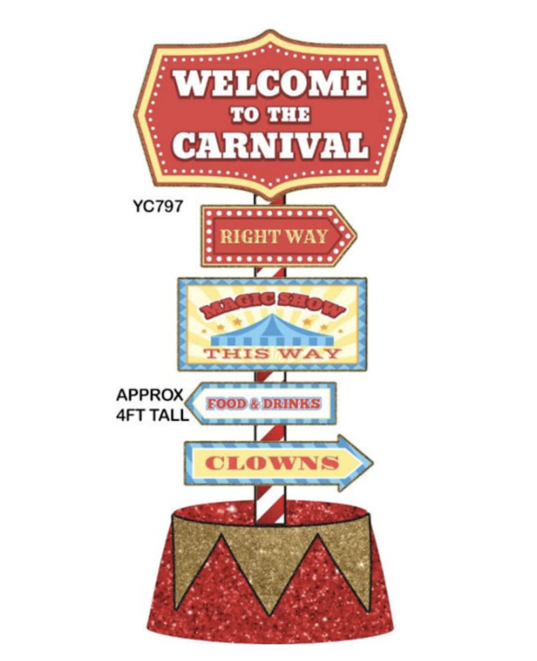CIRCUS CARNIVAL Directional Sign Approx 4ft Tall Prop Coroplast Cutouts ...