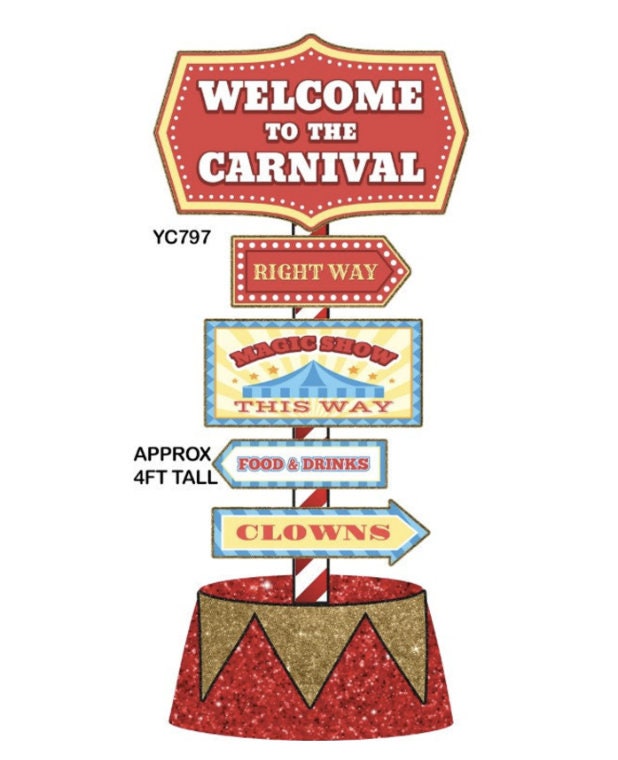 CIRCUS CARNIVAL Directional Sign Approx 4ft Tall Prop Coroplast Cutouts ...
