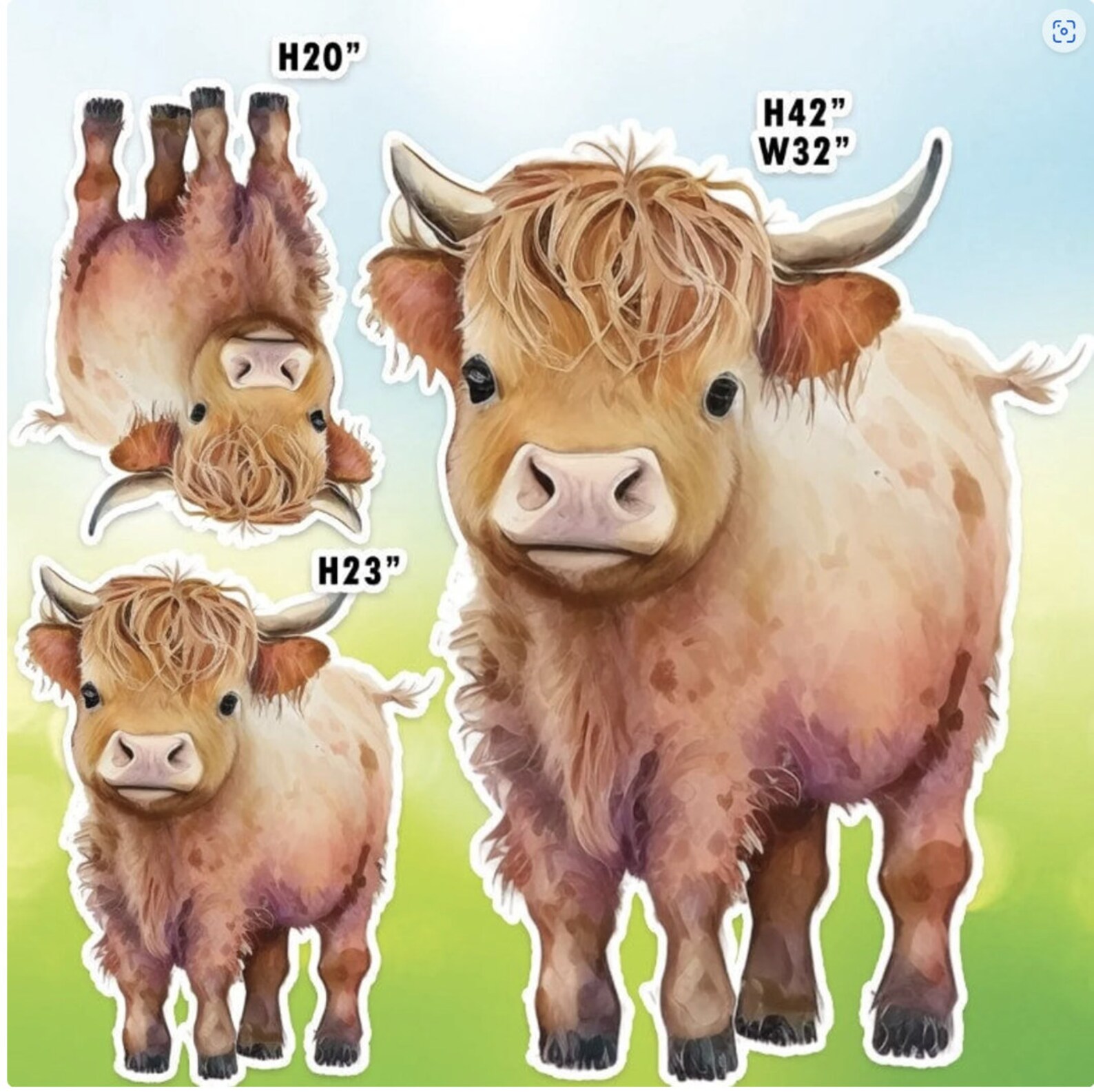 3.5 FT Tall Highland Cows Farm Animal Party Props Decorations Cutouts ...