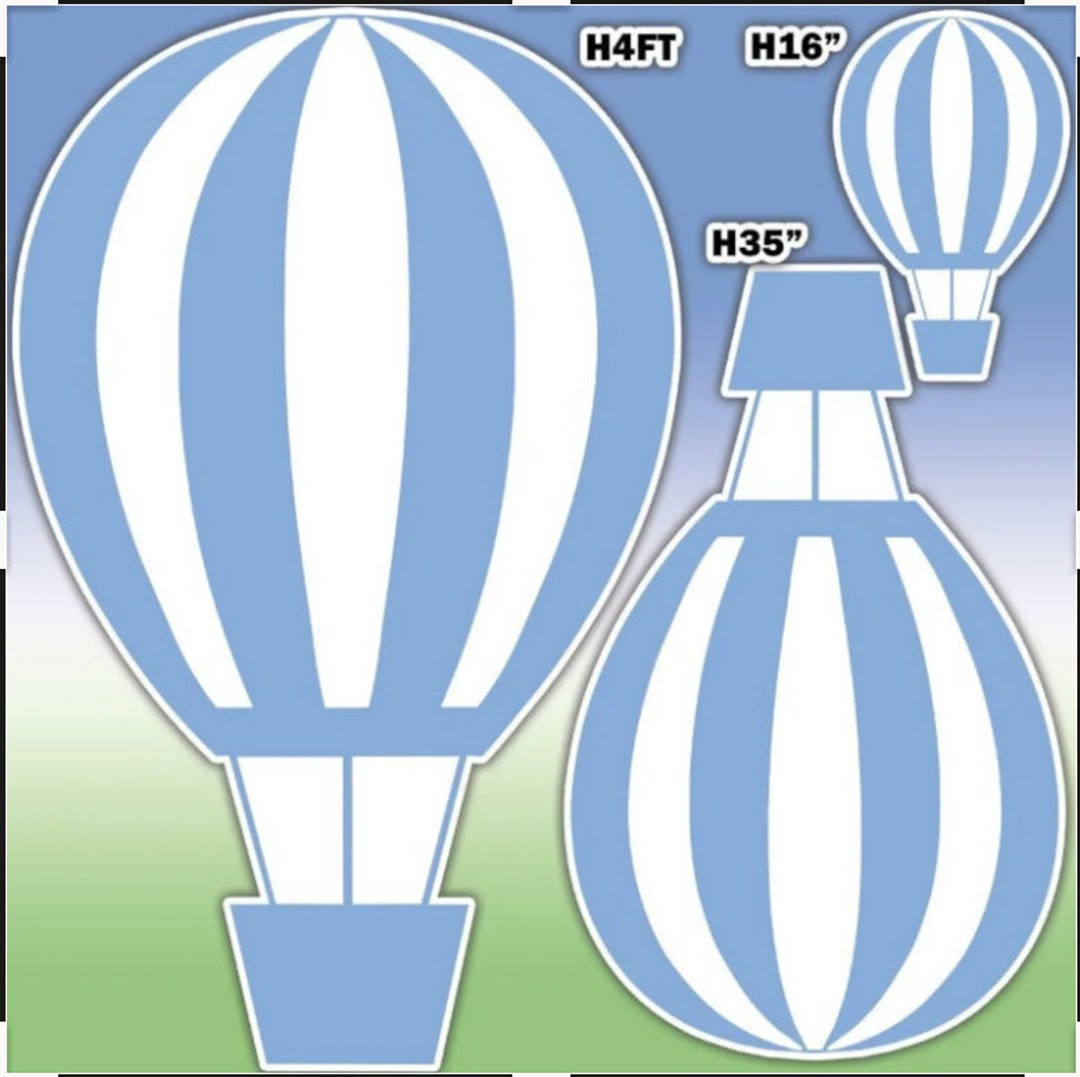 Hot Air Balloons Blue Coroplast Cutouts Party Props Decorations ...