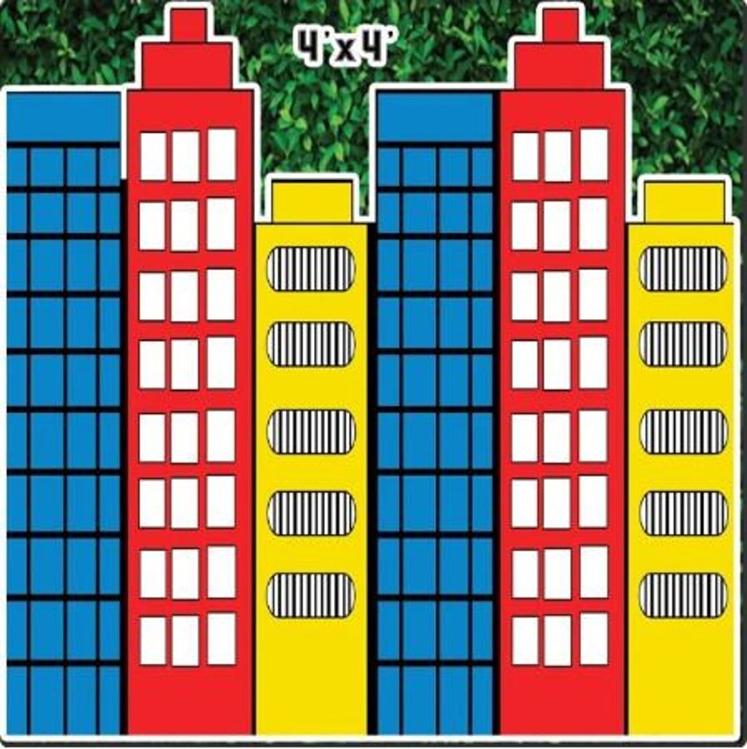 4FT TALL Superhero Buildings Coroplast Backdrop Panel Party Props ...
