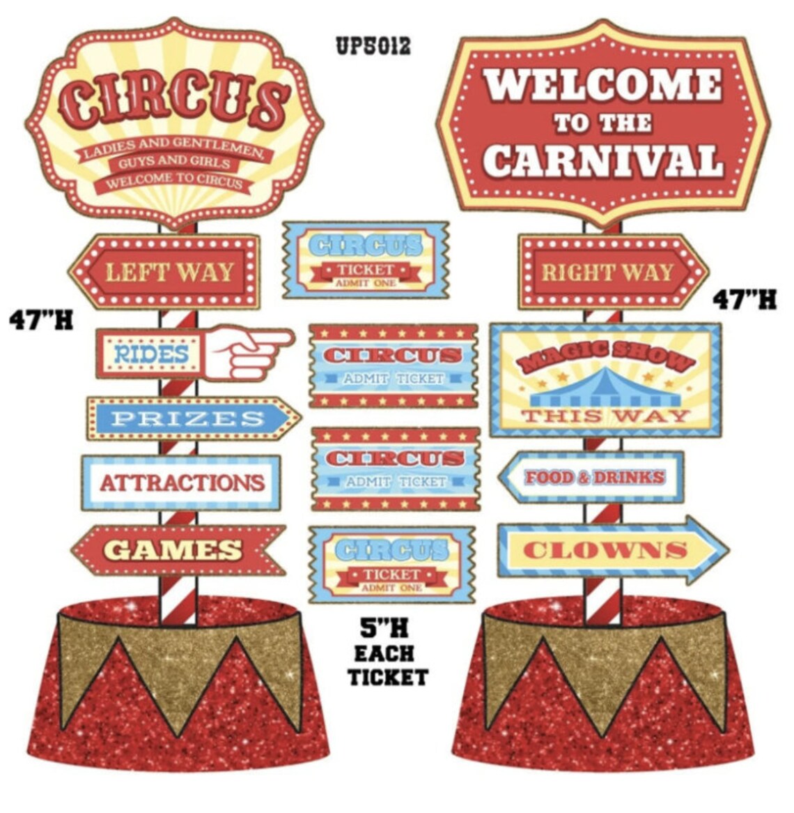 Circus Directional Signs Party Props Decorations Backdrops Coroplast ...