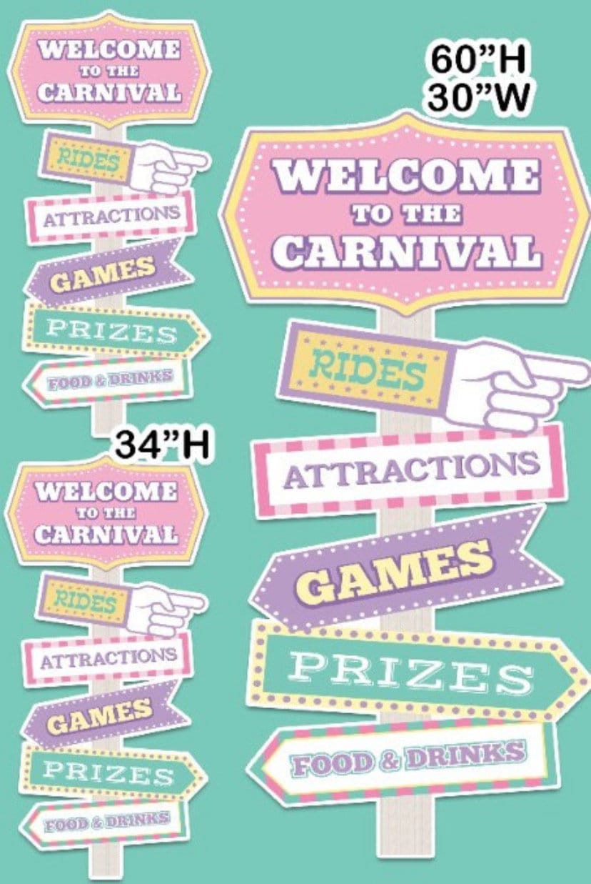 Pink Circus Carnival Directional Signs Party Props Decorations ...