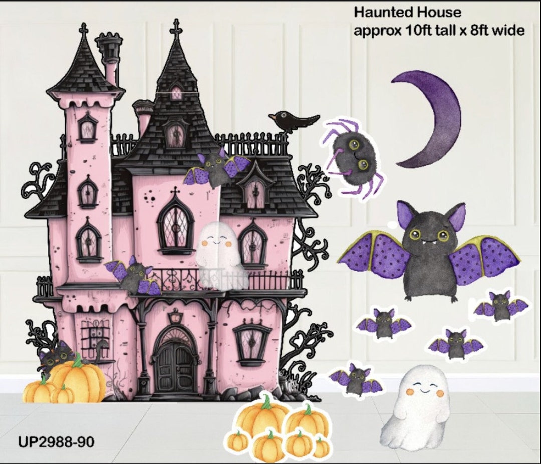 HALLOWEEN HAUNTED HOUSE Set Props Decorations Backdrops Cutouts Signs ...
