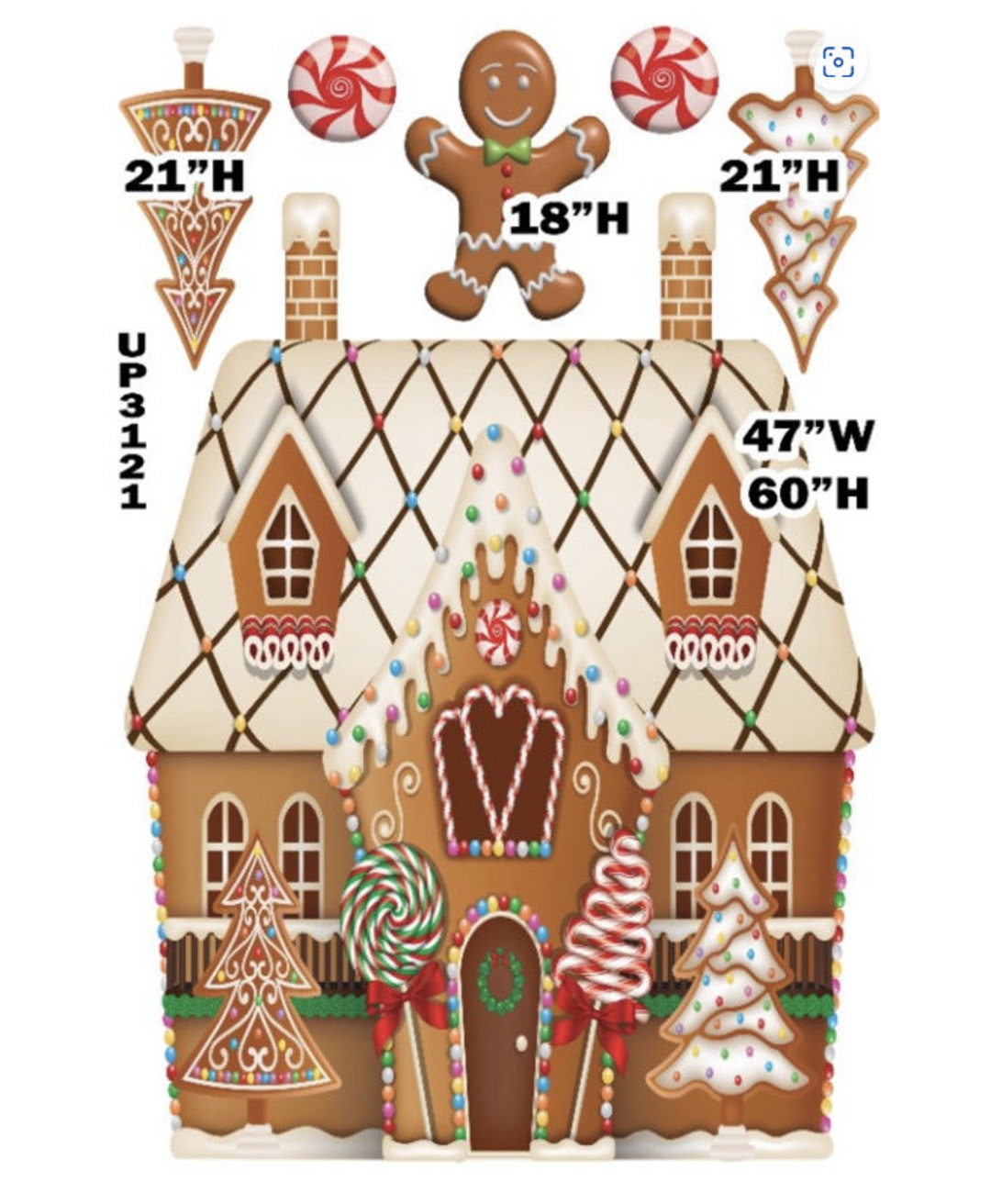 Christmas Gingerbread Props Decorations Backdrops Cutouts Signs Table ...