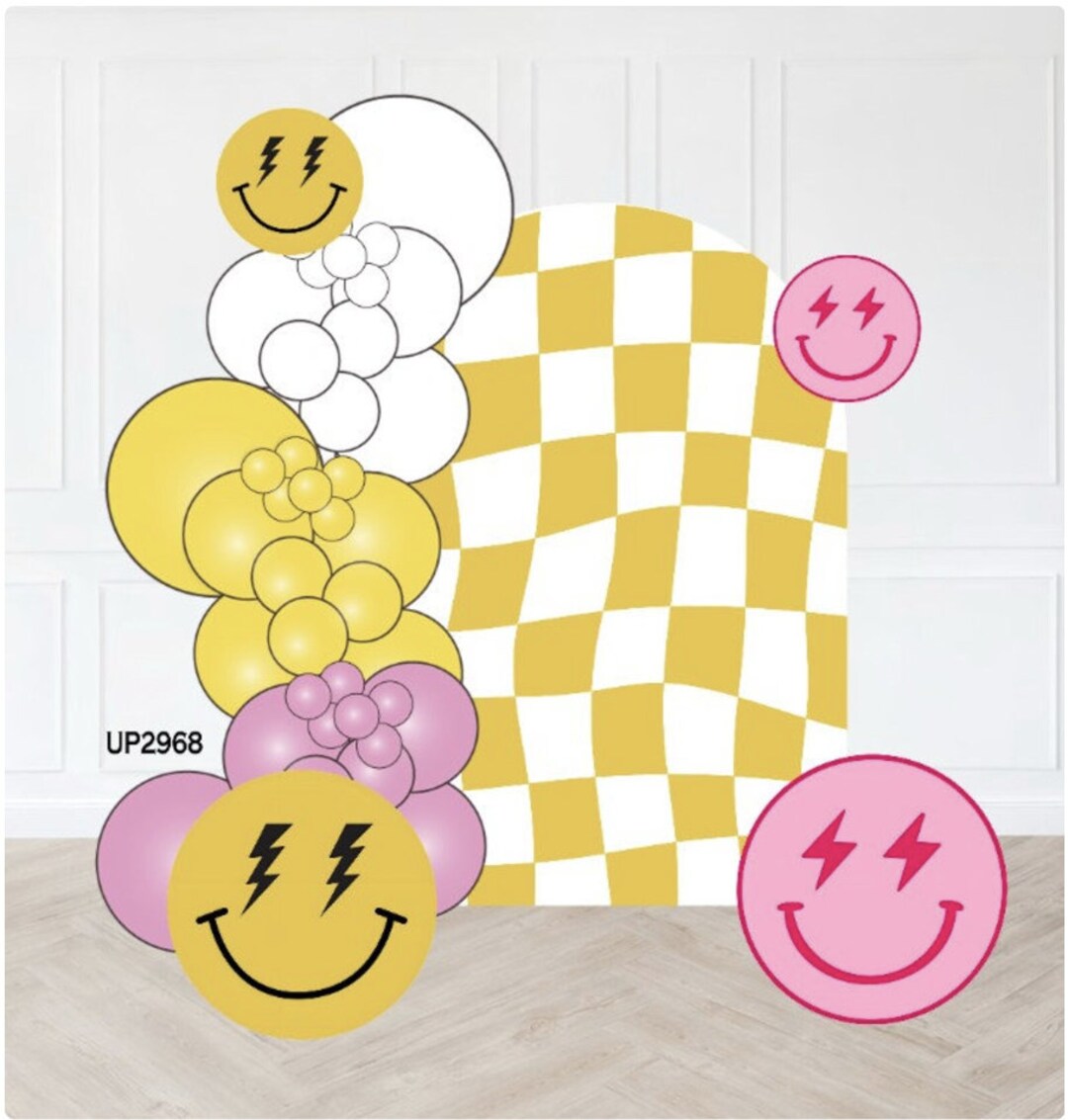 GROOVY Wavy Smile Faces Coroplast Panel Backdrop Panel Decorations ...