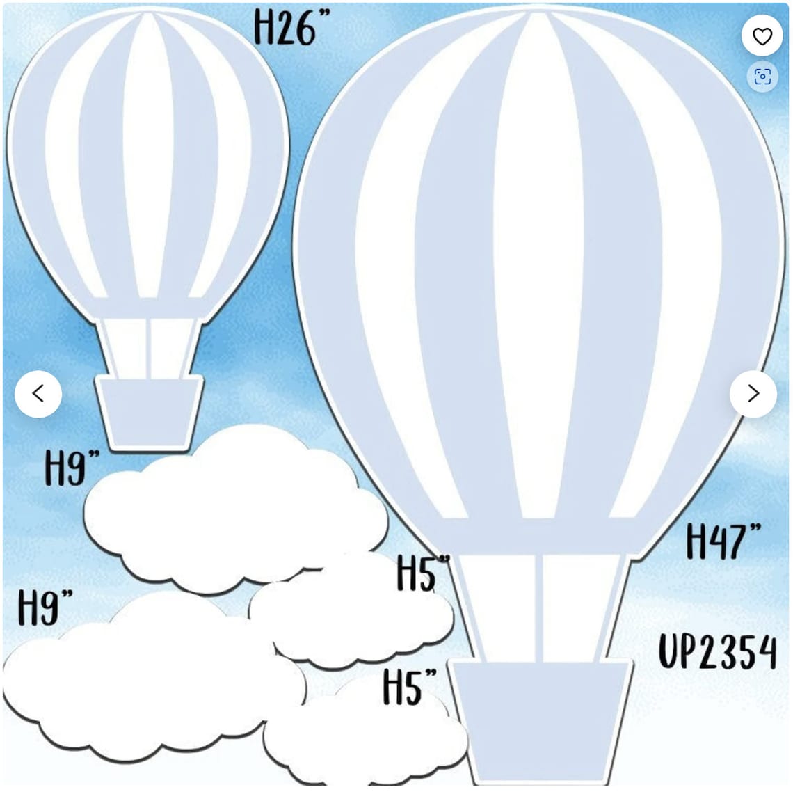 Hot Air Balloons Baby Blue Coroplast Cutouts Party Props Decorations ...