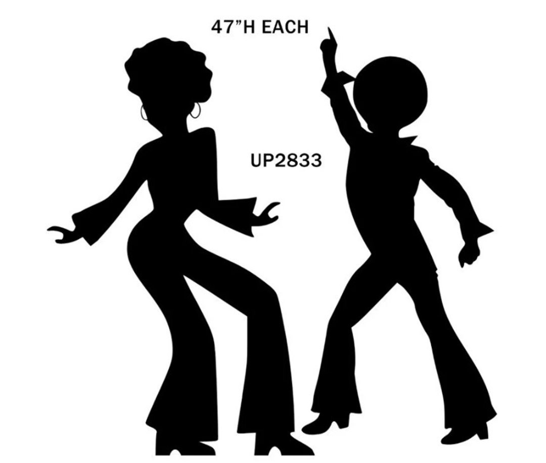 DISCO Approx 4ft Tall Dancers Silhouette Set Coroplast Party Props ...