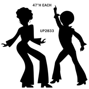 DISCO Approx 4ft Tall Dancers Silhouette Set Coroplast Party Props ...