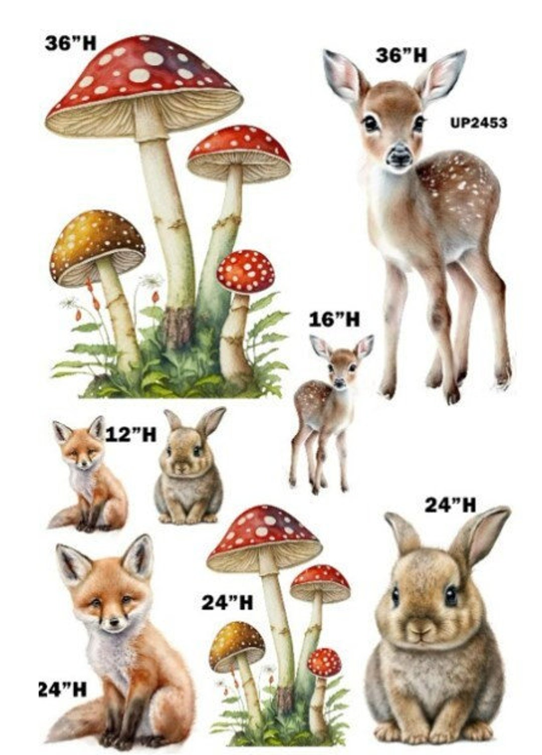 WOODLAND FOREST ANIMALS Baby Shower Party Props Decorations Cutouts ...