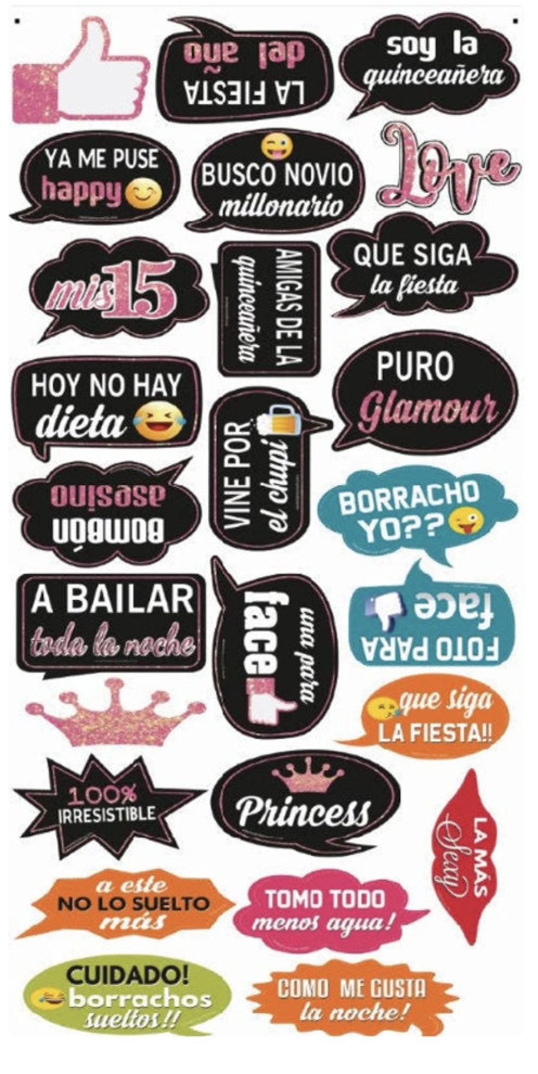 PHOTO BOOTH PROPS Spanish Party Props Decorations Backdrops Cutouts ...