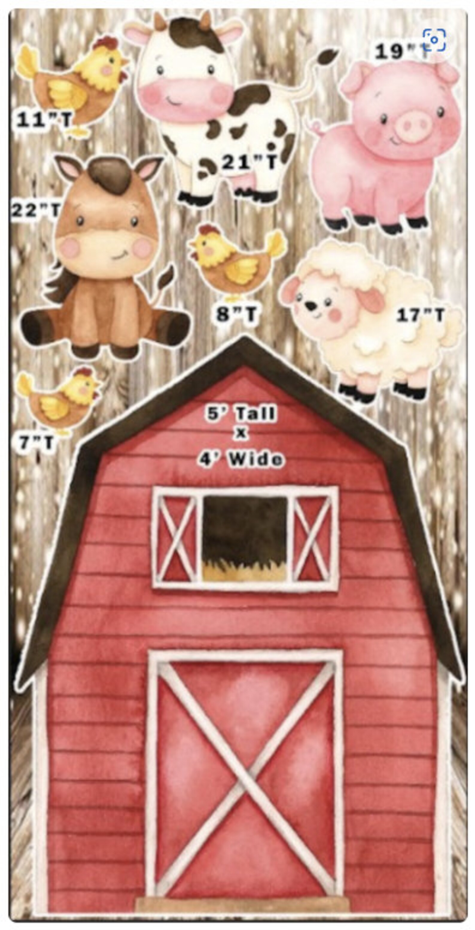 5ft RED BARN Farm Animals Backdrop Party Props Decorations Cutouts ...