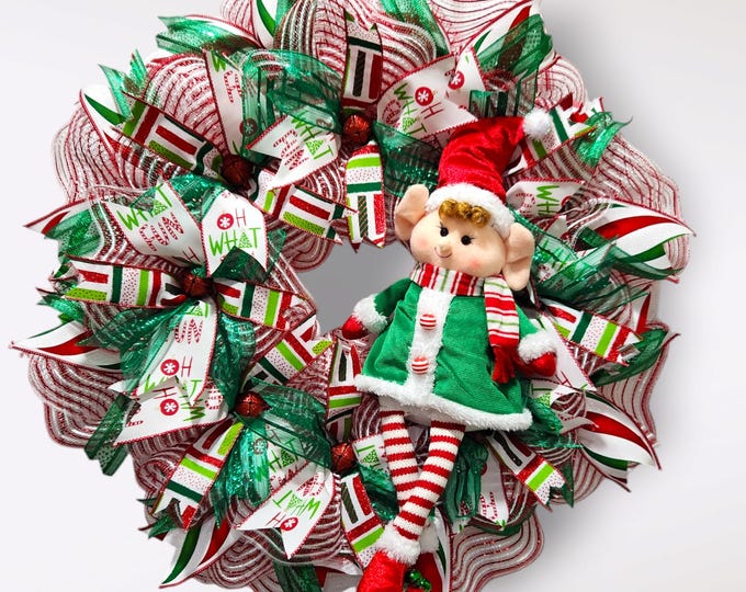 Elf Christmas Holiday Wreath - Etsy