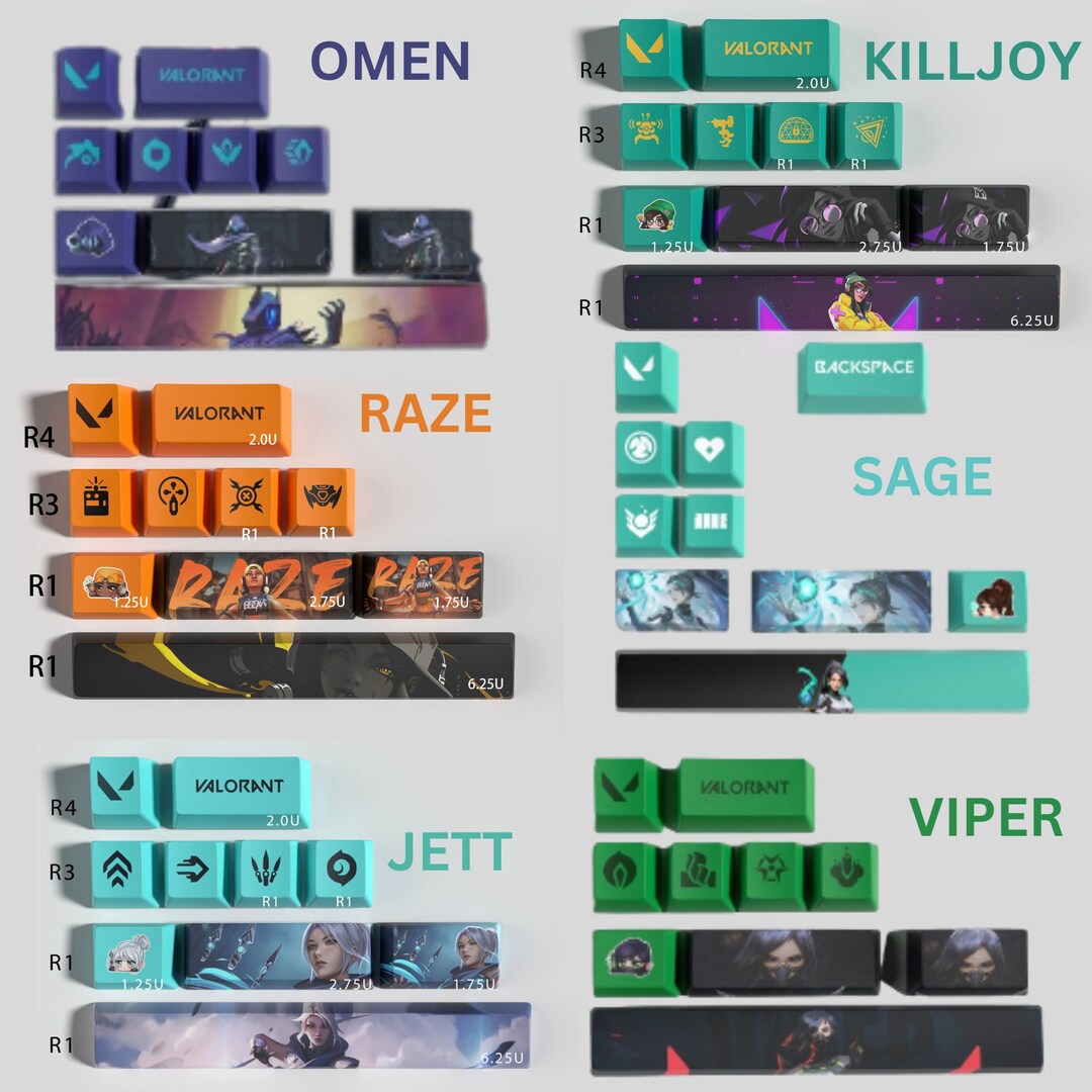 Valorant Keycap Set PBT Keycap Anime Keycap Custom Keycap Custom ...