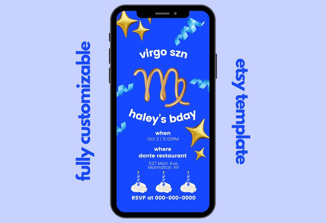 Animated Virgo Birthday Invitation, Perfect for Instagram Stories ...