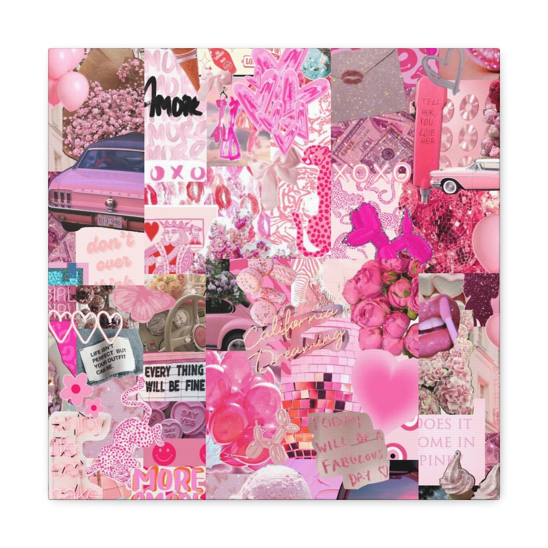 Pink Square Collage Canvas - Etsy