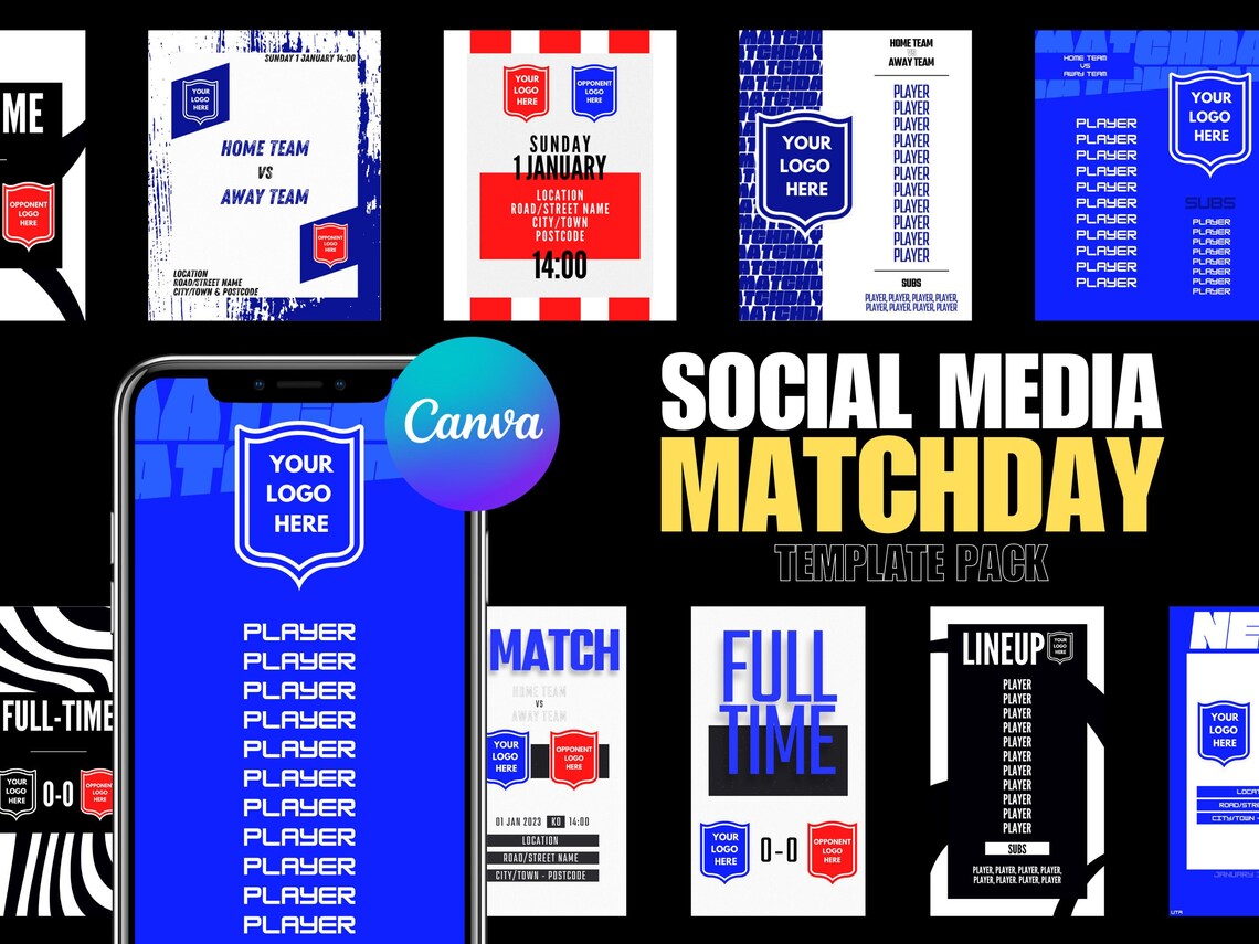 Ultimate Matchday Template Pack | 30 Soccer Team Templates | Social ...