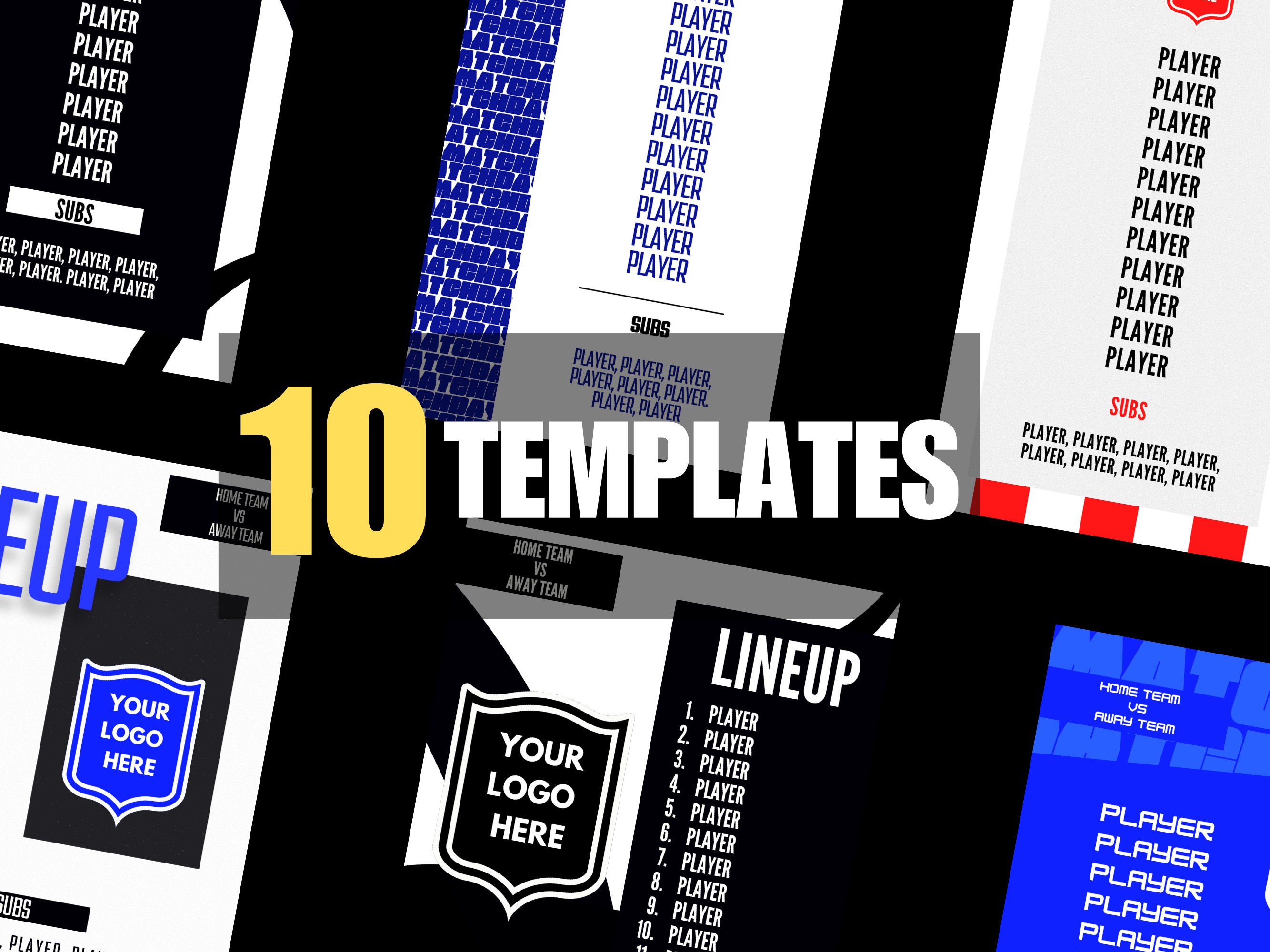 Starting Lineup Template Pack | 10 Soccer Team Templates | Social Media ...