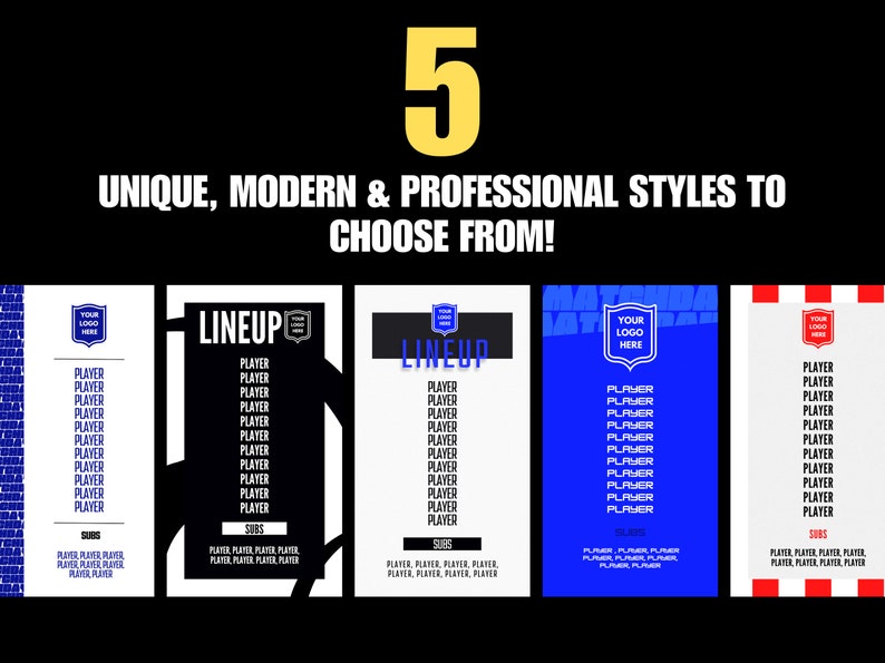 Starting Lineup Template Pack | 10 Soccer Team Templates | Social Media ...