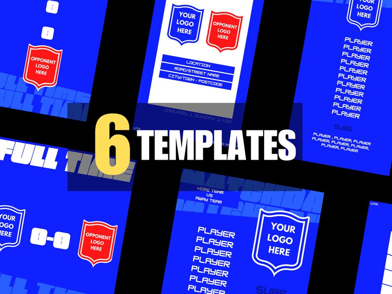 Matchday Template Pack 6 Soccer Team Templates Social - Etsy
