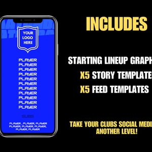 Starting Lineup Template Pack | 10 Soccer Team Templates | Social Media ...
