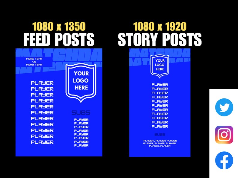 Starting Lineup Template Pack | 10 Soccer Team Templates | Social Media ...