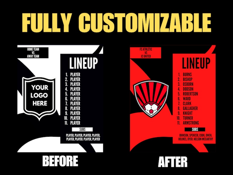 Starting Lineup Template Pack | 10 Soccer Team Templates | Social Media ...