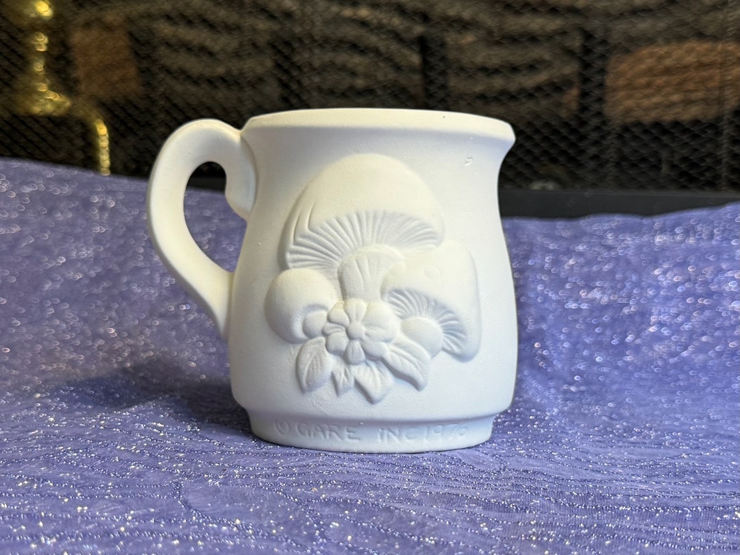 Large Mushroom Coffee Mug Unpainted Ceramic Bisque Groovy Mushroom Mug ...