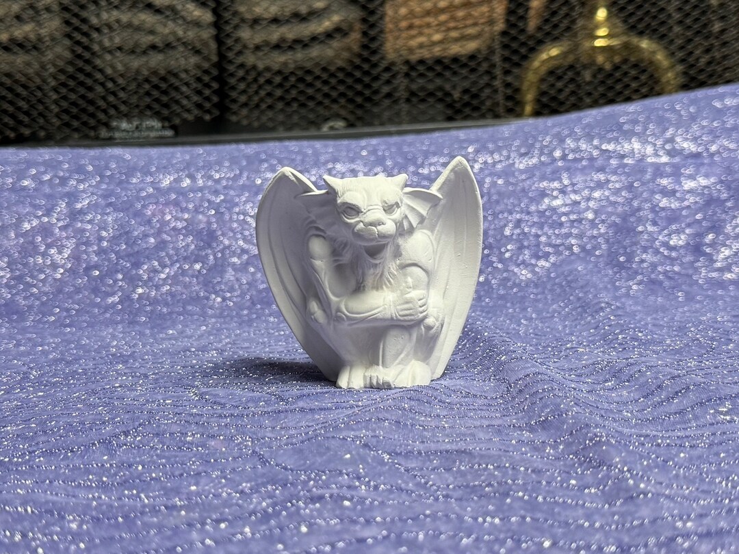 Ceramic Gargoyle, Unpainted Ceramic Bisque Gargoyle Figurines, Vintage ...