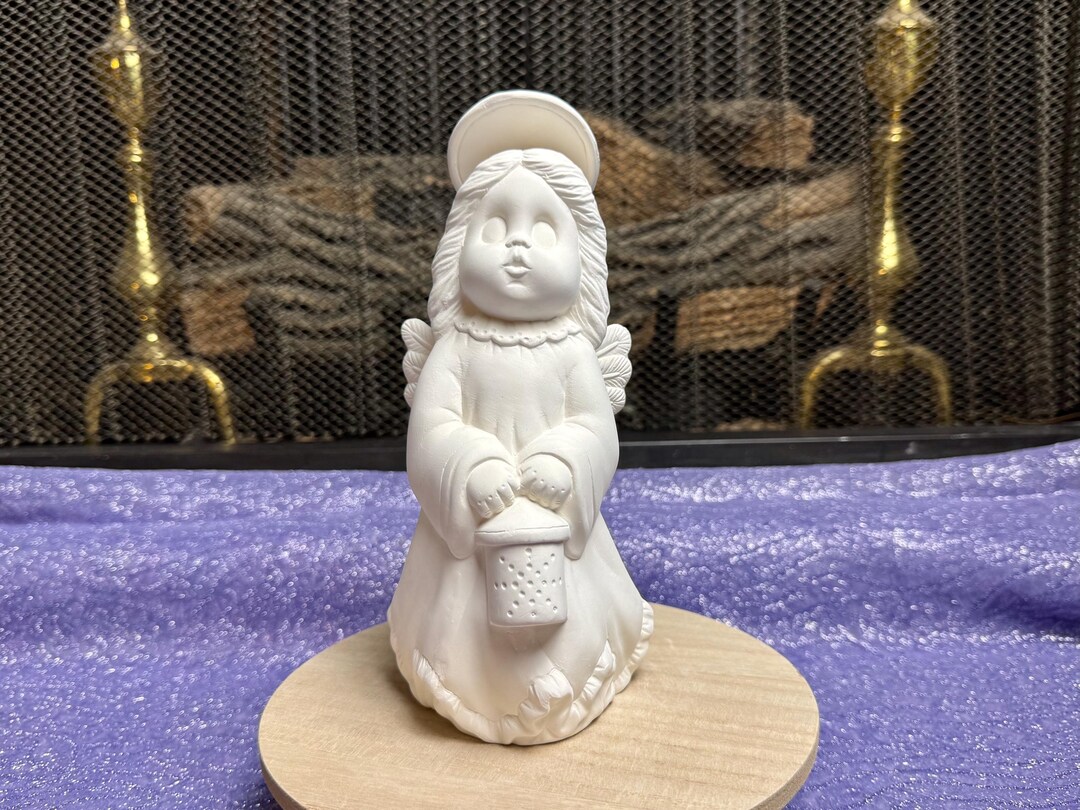 Ceramic Angel Figurine, Unpainted Ceramic Bisque Angel, Vintage Bisque ...