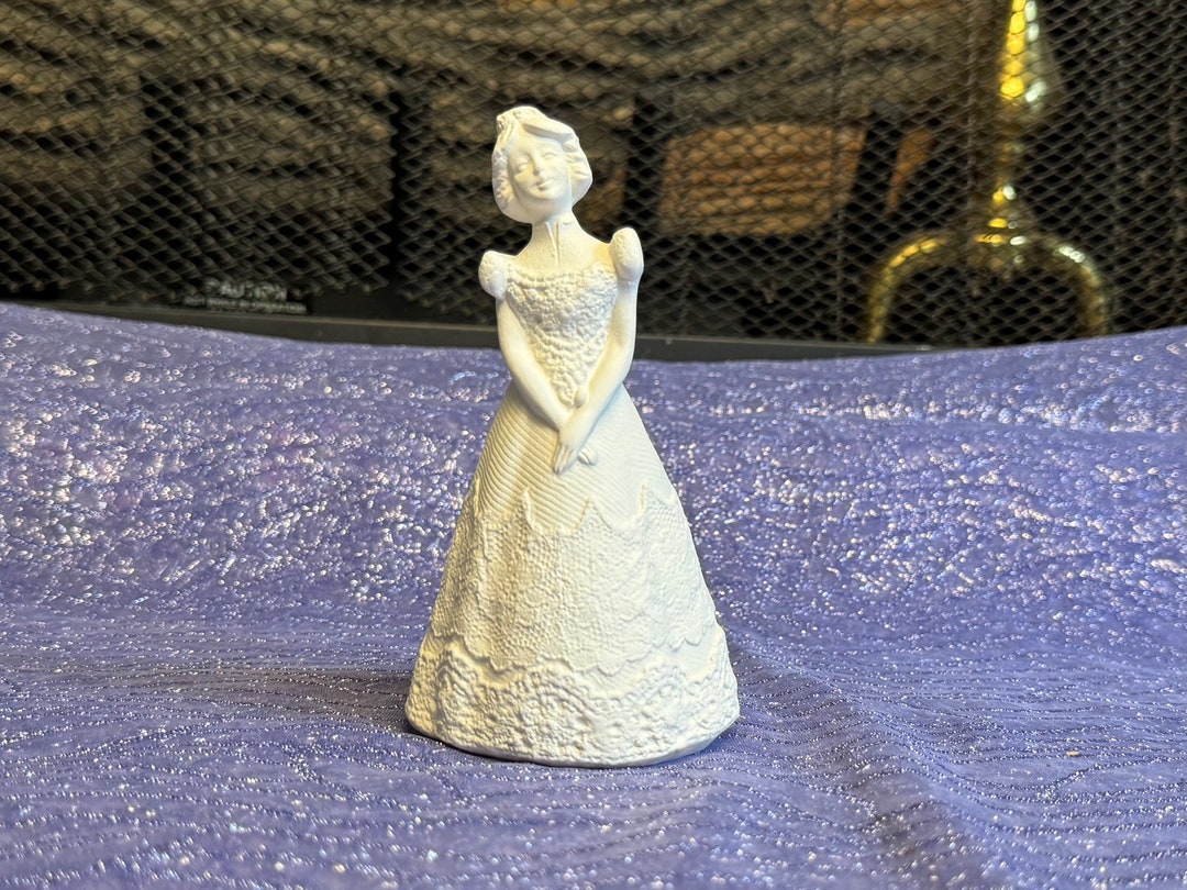 Ceramic Victorian Girl Statue in A Lacy Dress, Unpainted Bisque ...