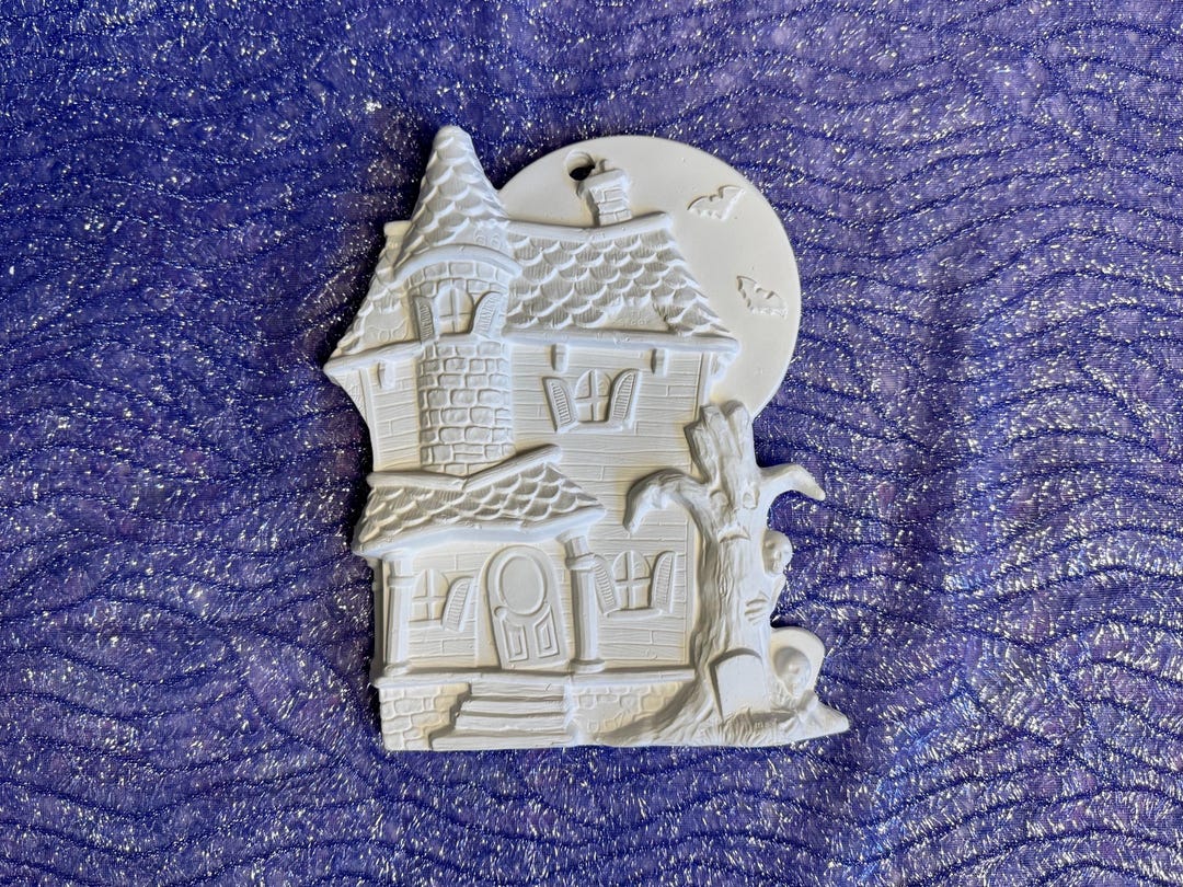 Ceramic Haunted House Wall Plaque, Ready to Paint Ceramic Bisque ...