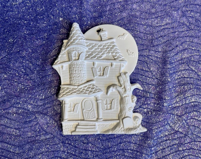 Ceramic Haunted House Wall Plaque, Ready to Paint Ceramic Bisque ...