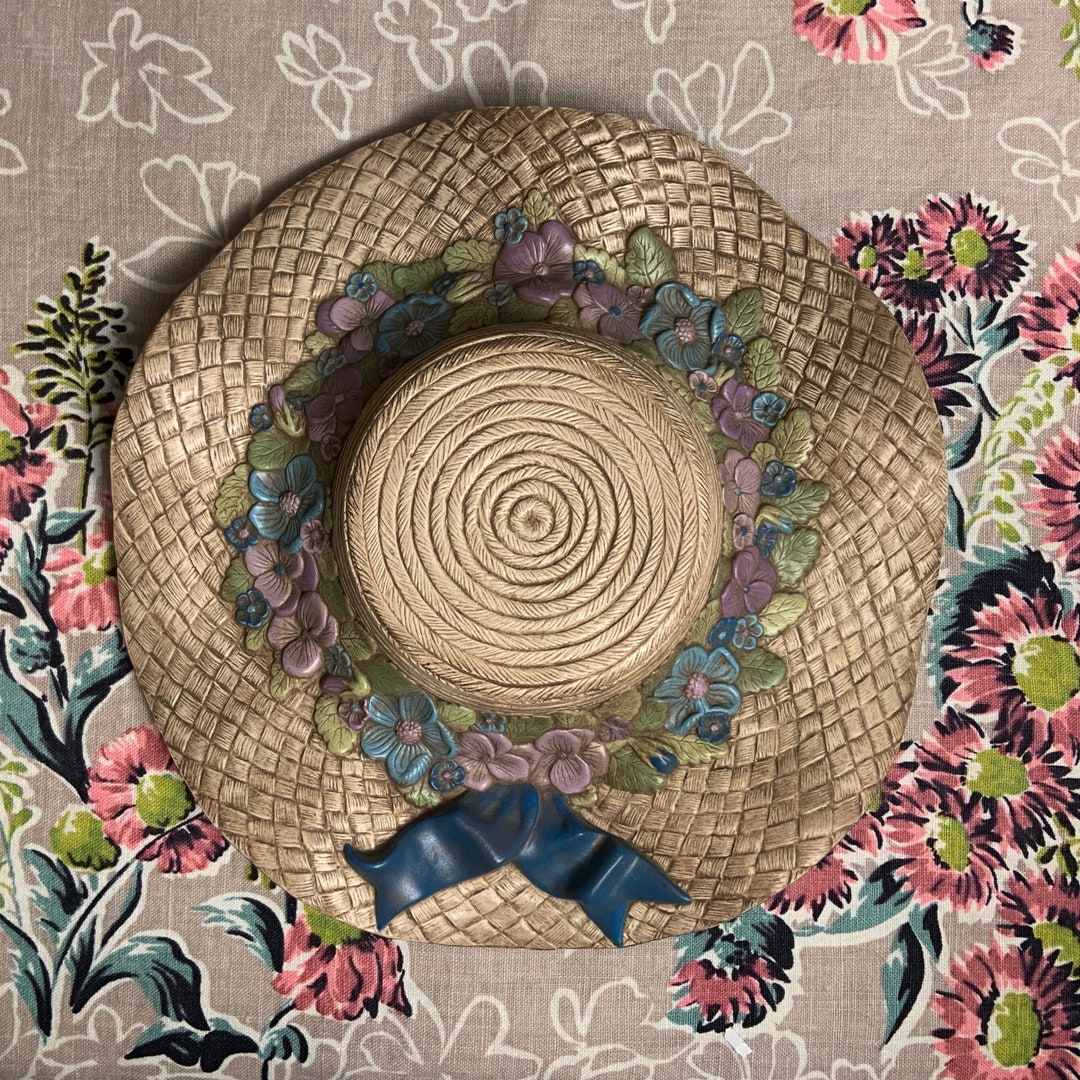 Hand Painted Ceramic Hat, Vintage Ceramic Hat, Ceramic Wall Plaque ...