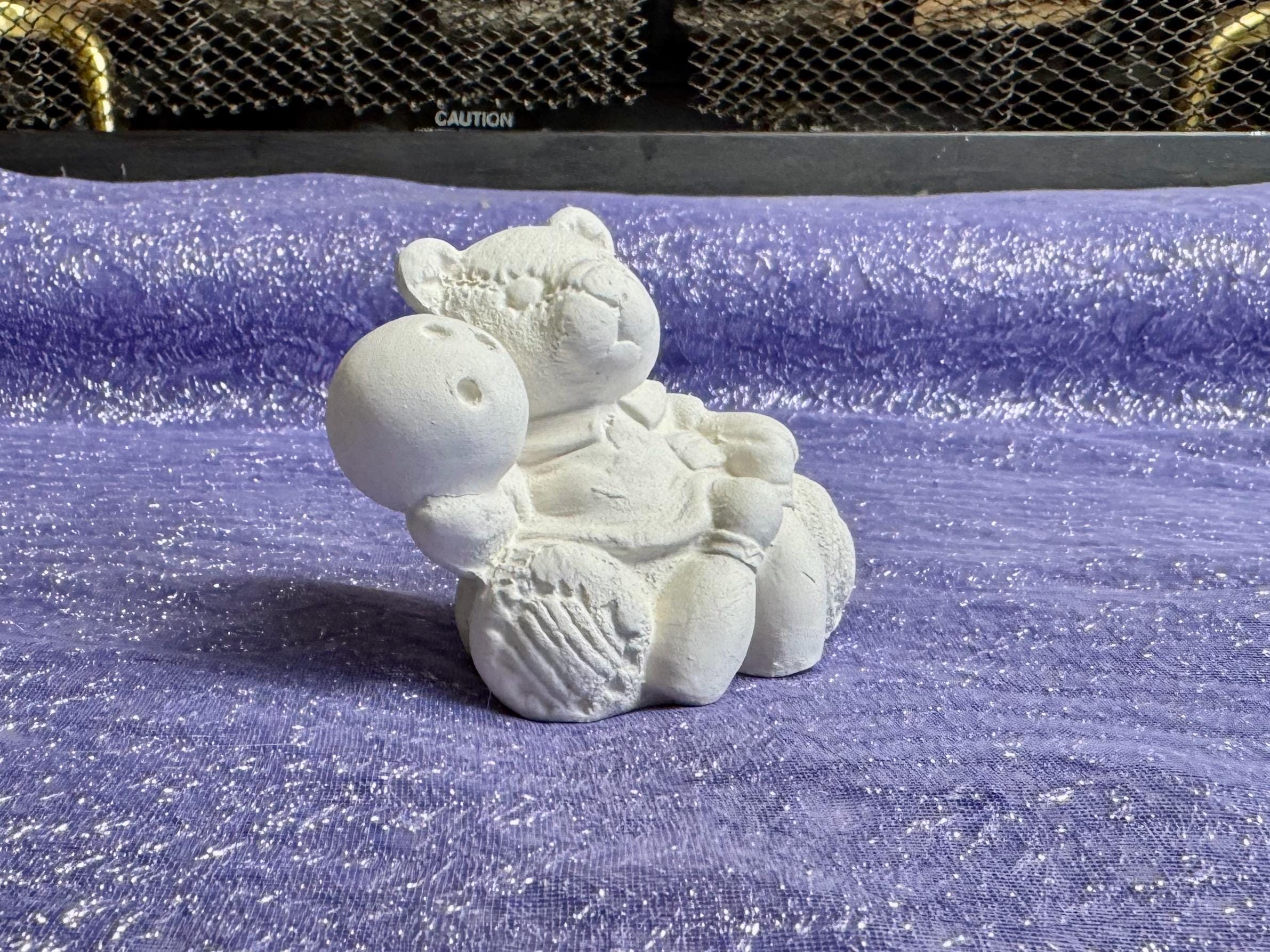 Ceramic Teddy Bear Bowler Figurine Unpainted Ceramic Bisque Bowler Bear ...