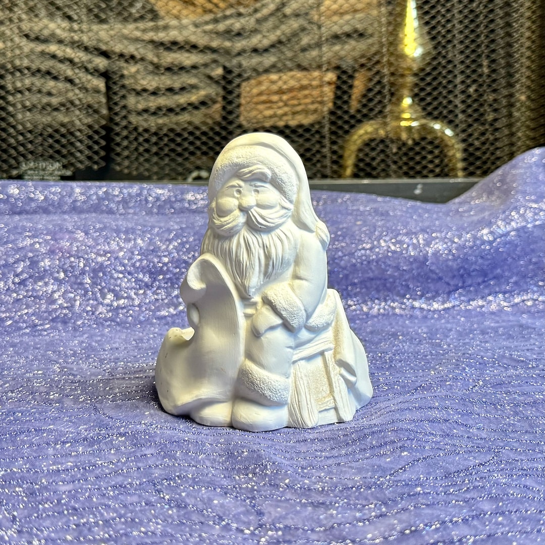 Ceramic Santa Candle Holder, Unpainted Ceramic Santa Clause, Chris ...