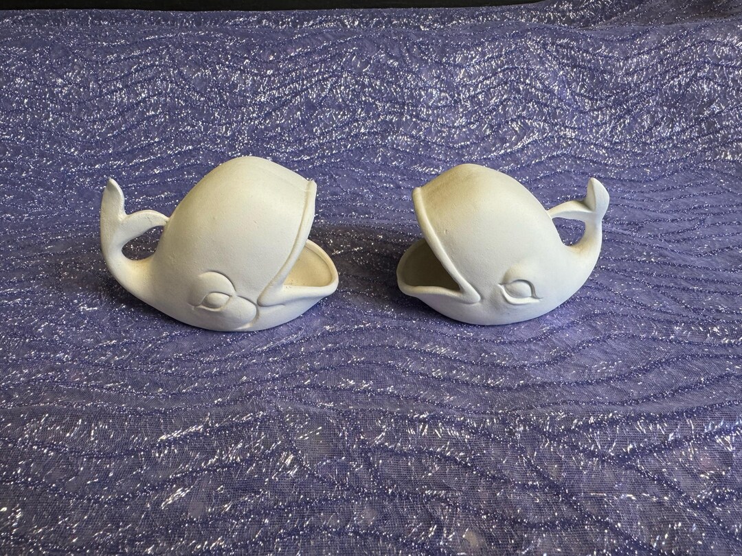 Ceramic Whales, Pair of Ready to Paint Ceramic Bisque Whale Figurines ...