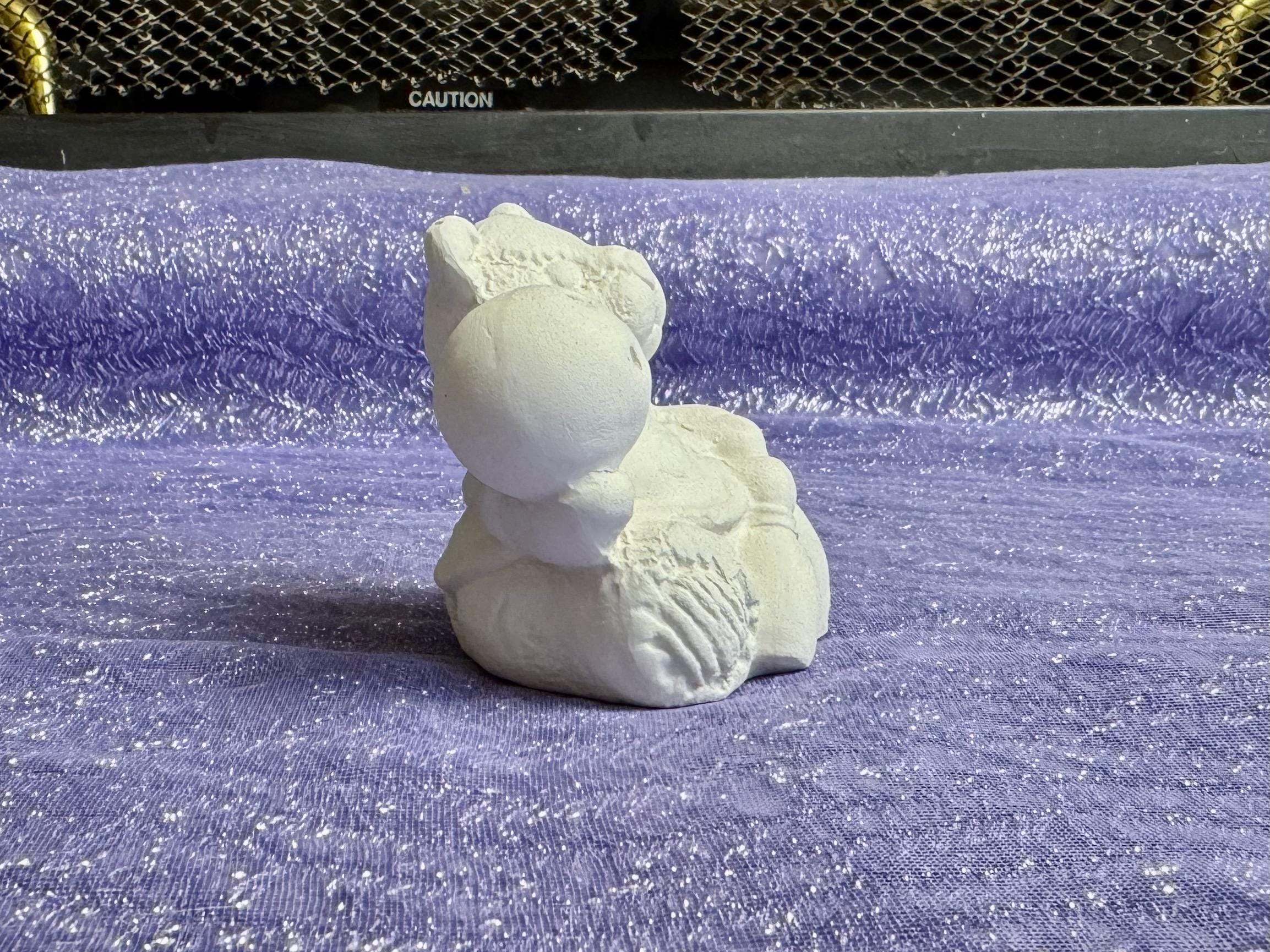 Ceramic Teddy Bear Bowler Figurine Unpainted Ceramic Bisque Bowler Bear ...