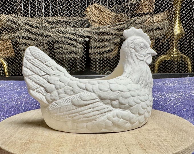 Unpainted Ceramic Chicken Sponge Holder, Kitschy Kitchen Sink Chicken ...