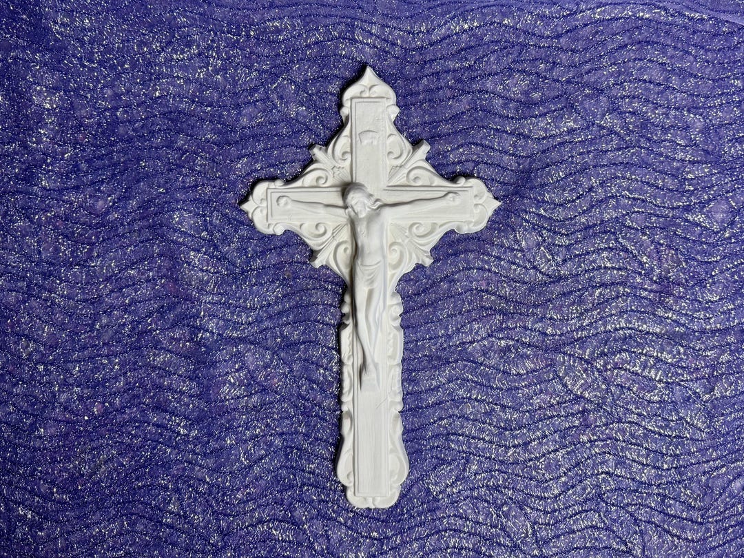 Ceramic Crucifix Wall Plaque, Unpainted Bisque Crucifix Cross Wall Art ...