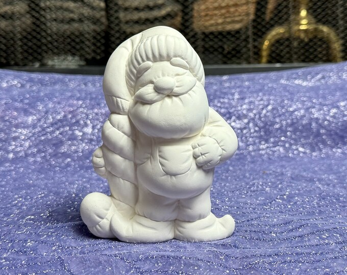 Ceramic Puffy Santa Figurine, Unpainted Ceramic Santa Clause Statue ...