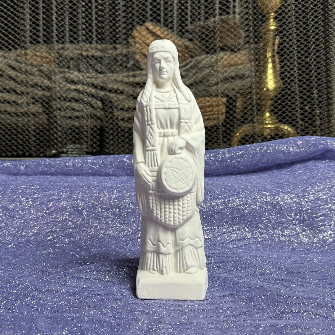 Ceramic Native American Statue, Unpainted Ceramic Indian With Drum ...