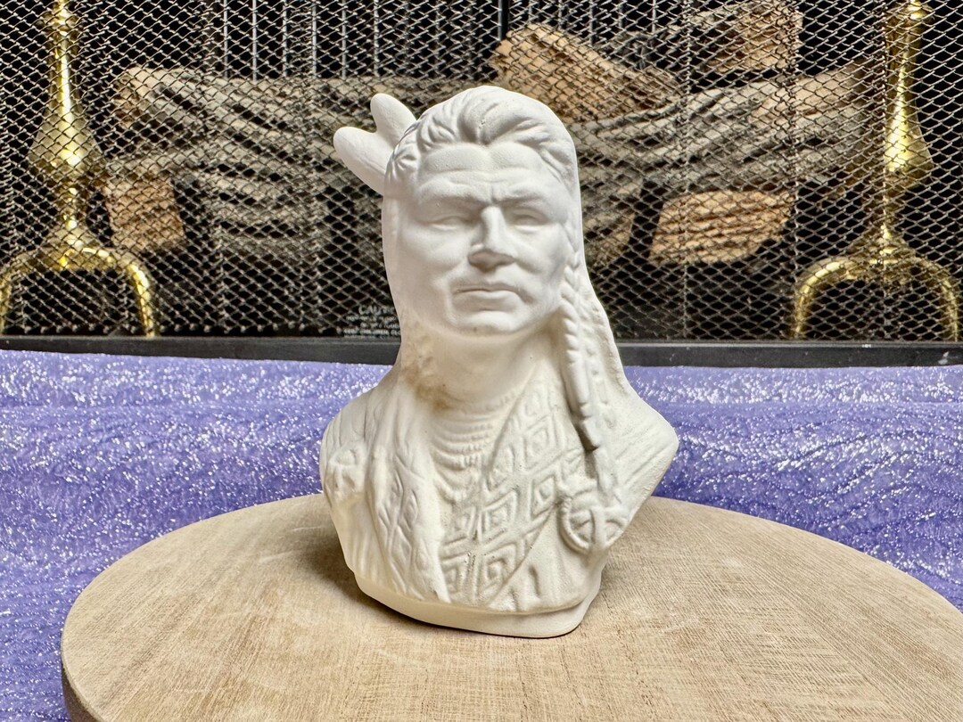 Ceramic Native American Bust Statue Ready to Paint Ceramic Indian Bust ...