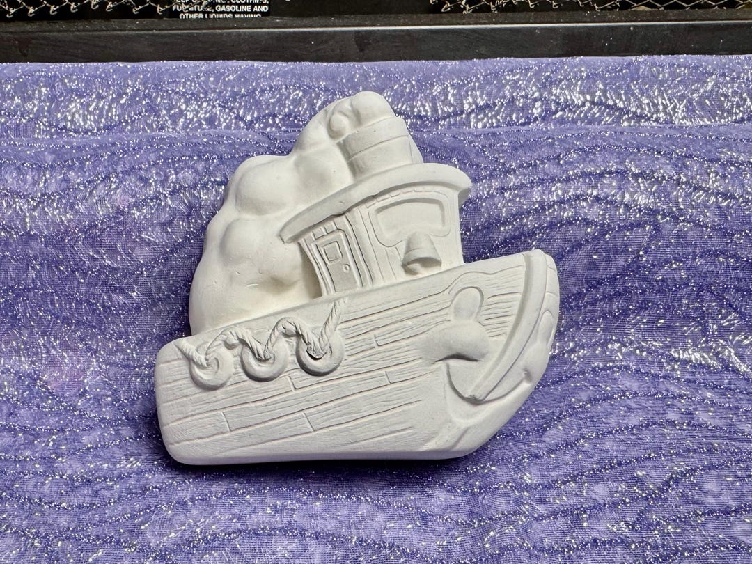 Ceramic Toy Tug Boat Wall Art, Ready to Pint Ceramic Childs Boat Wall ...