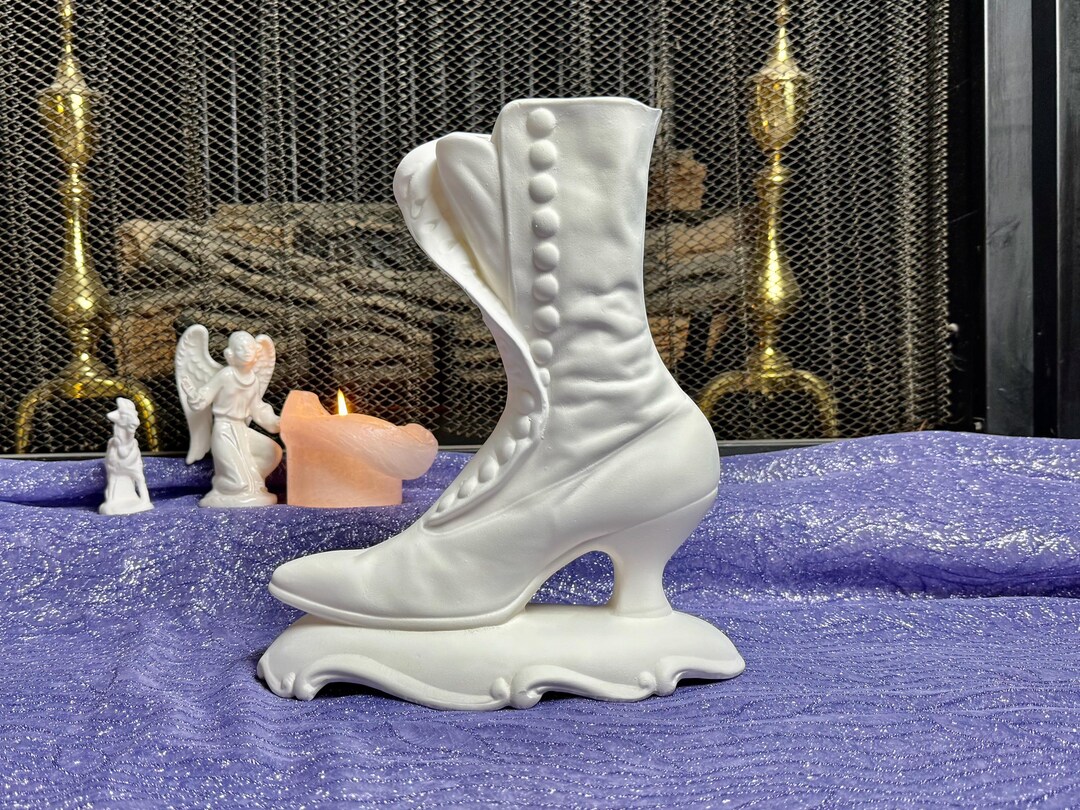 Ceramic Victorian Ladies Boot Shoe Figurine Unpainted Ceramic Bisque ...
