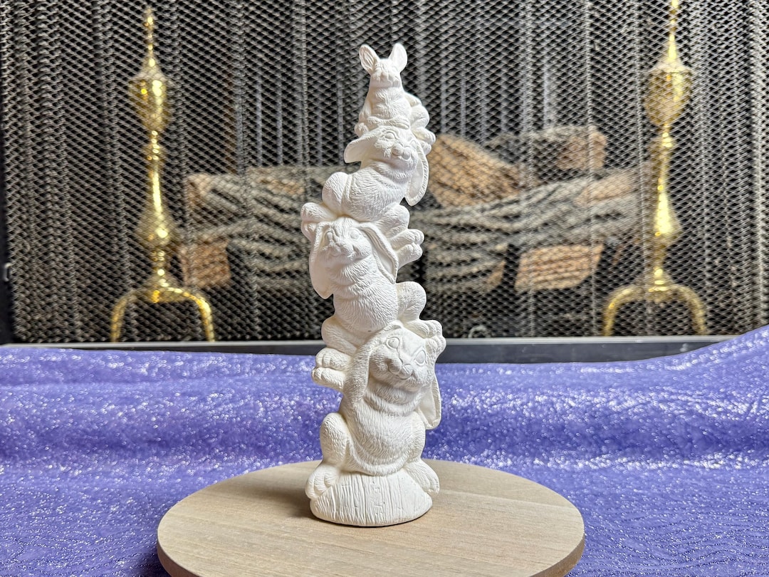 Ceramic Rabbit Figurine, Unpainted Ceramic Bisque Pile of Bunnies ...