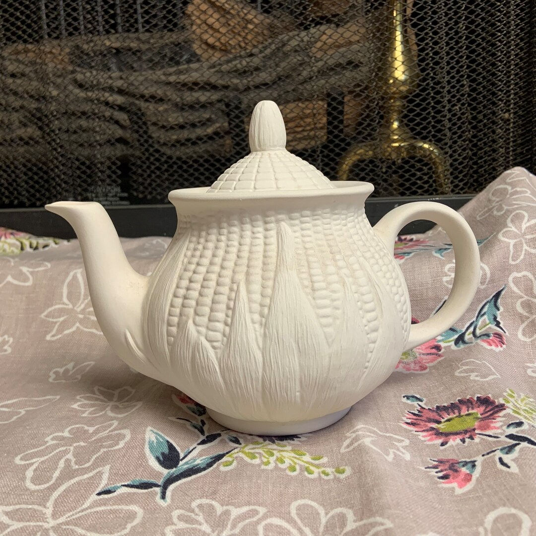 Unpainted Ceramic Tea Pot, Corn Cob Tea Pot, Ready to Paint Ceramic ...